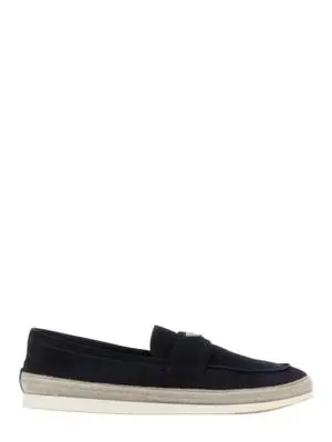 Prada Enamel Triangle-logo Suede Loafers - Blue