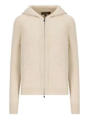 Loro Piana Zip-up Hooded Knitted Cardigan - Nude