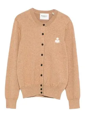 Isabel Marant Étoile Logo Embroidered Knitted Cardigan - Nude