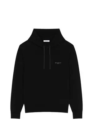 Givenchy Paris Signature Embroidered Drawstring Hoodie - Black