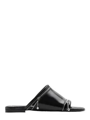 Burberry Decorative Zip Slip-on Sandals - Black