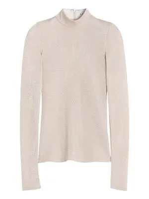 LANVIN High Neck Long Sleeve Top - Beige