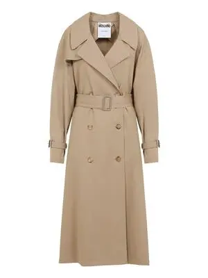 Moschino Belted Double-breasted Trench Coat - Beige