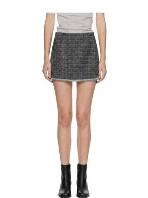 MARISSA CHIARA A-line Woolen Skirt With Contrast Trim - Grey