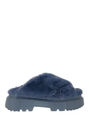 Hogan Round Toe Slip-on Sandals With Chunky Platform - Blue