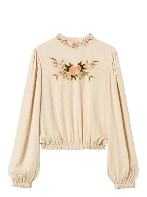 TWINSET Floral Embroidered Blouse - Beige
