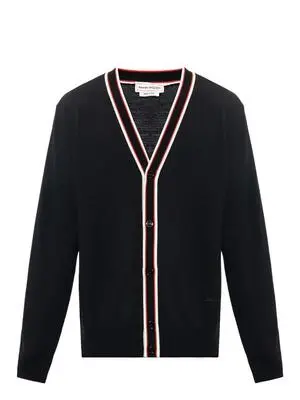 Alexander McQueen Striped V-neck Cardigan - Black