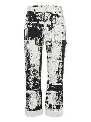 Alexander McQueen Printed Cropped Jeans - White