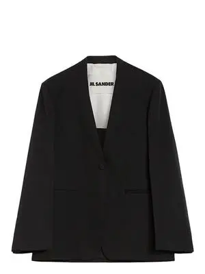JIL SANDER Single-breasted Wool Blazer - Black