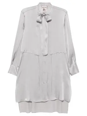 SEMICOUTURE Long-sleeved Shirt Dress With Drawstring Waist - Grey