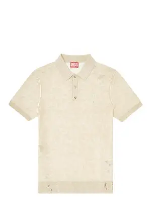 DIESEL® Distressed Knit Polo Shirt - Beige