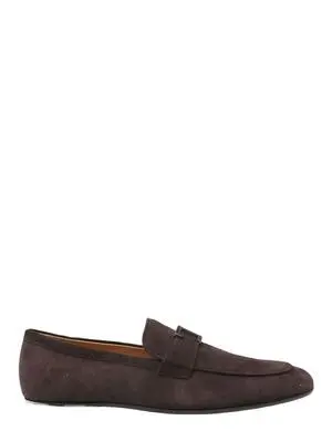 TOD'S Logo-plaque Round Toe Loafers - Black