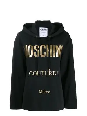 Moschino Printed Hooded Sweater - Black