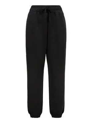 Moncler Elasticated Waist Drawstring Jogger Pants With Logo Patch - Black