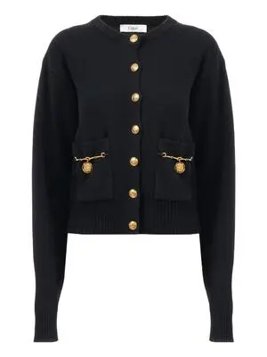 Chloé Horse Medal Knitted Cardigan - Black