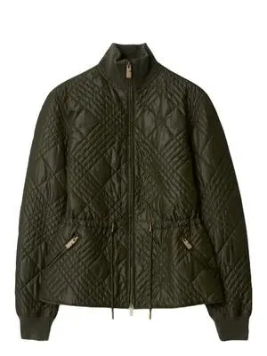 Burberry Micro Check-stitch Wakerley Quilted Jacket - Marsh Green