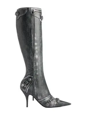 BALENCIAGA Balenciaga Pointed-Toe Denim Boots With Studs And Buckles