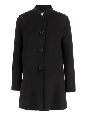 Valentino Garavani Long-sleeved Coat With Stand Collar - Black