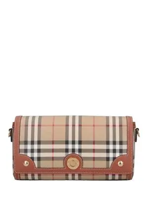 Burberry Checked Foldover-top Shoulder Bag - Nude