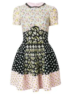 Alexander McQueen Floral Printed Knitted Dress - Black