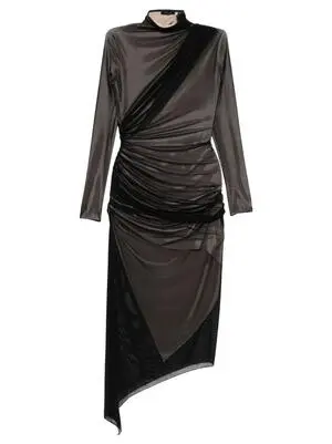 MUGLER Asymmetrical Double-layered High Neck Dress - Black