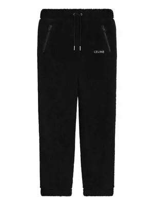 Celine Loose Track Pants In Jersey Fleece - Black/white
