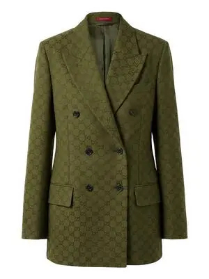 Gucci Gg Canvas Double Breasted Jacket - Green