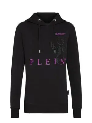 Philipp Plein Logo Embellished Hooded Sweatshirt - Black