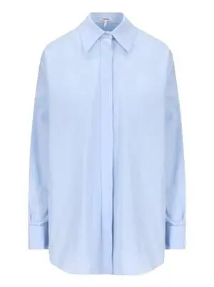 Loewe Curved Hem Buttoned Shirt - Blue