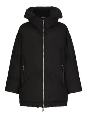 Dolce & Gabbana Oversized Zip-up Puffer Jacket With High Collar - Black