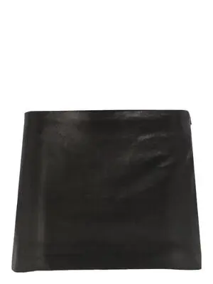 KHAITE Khaite The Jett Zipped Leather Mini Skirt