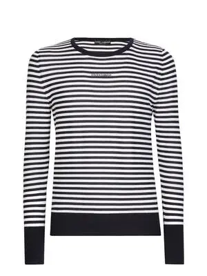 Dolce & Gabbana Striped Crewneck Jumper - Black