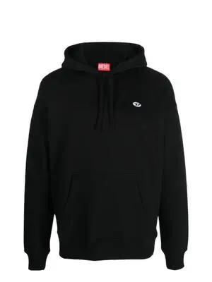 DIESEL® Logo Embroidered Drawstring Hoodie - Black