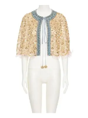 VALENTINO Valentino Embellished Lace Up Cape