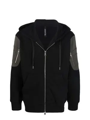 Neil Barrett Zippered Hooded Sweatshirt With Kangaroo Pockets - Black