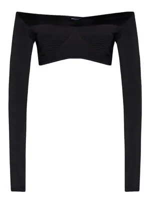 Dsquared2 Cropped Square-neck Knitted Top - Black