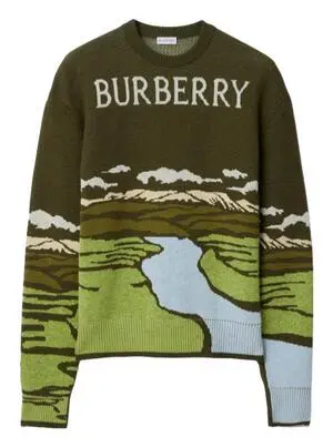 Burberry Landscape Jacquard Crewneck Jumper - Juniper Green