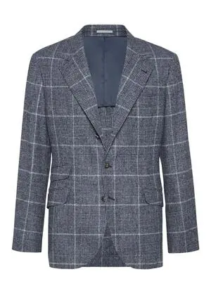 Brunello Cucinelli Overcheck Prince Of Wales Deconstructed Cavallo Blazer - Gray