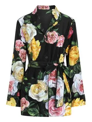 Dolce & Gabbana Floral Print Belted Shirt - Black