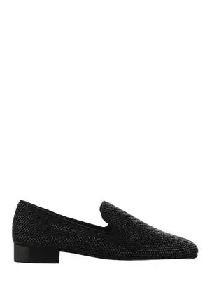 GIUSEPPE ZANOTTI Embellished Round Toe Loafers - Black