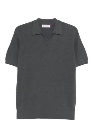 Brunello Cucinelli V-neck Knitted T-shirt - Grey