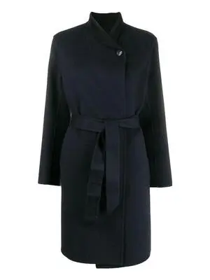 Emporio Armani Belted Long Sleeve Coat - Black
