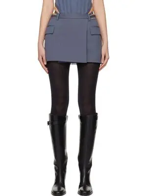 DION LEE Laminated Cutout Wrap Miniskirt - Blue