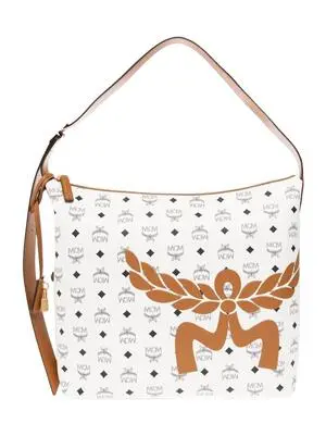 Mcm Logo Shoulder Bag - White