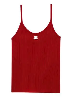 COURREGES Courrèges Ribbed Knit AC Logo Camisole Red