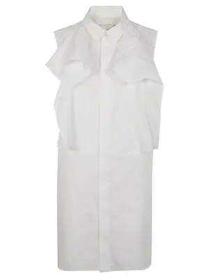 Sacai Sleeveless Ruffled Shirt Dress - Off White