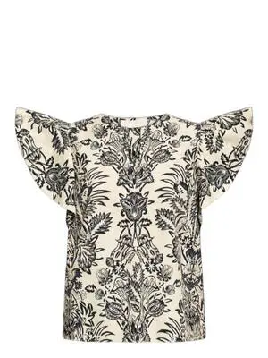 ULLA JOHNSON Ulla Johnson Floral Print Ruffle Sleeve Cover-Up