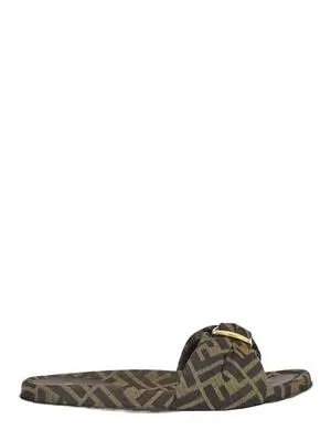Fendi Ff Jacquard Slides - Brown