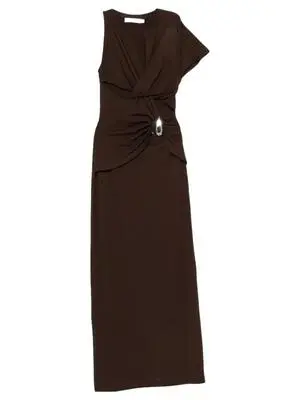 Christopher Esber Twisted Maxi Dress With Crystal Pendant - Brown