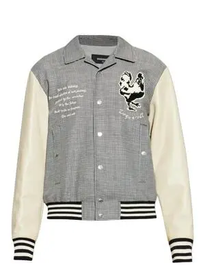 Dsquared2 Houndstooth Patch Varsity Jacket - Gray